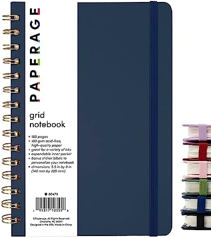 Amazon.com : EMSHOI Spiral Graph Paper Notebook - 300 Pages, 100 GSM ...