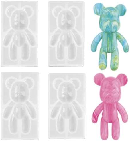 2 PCS Epoxy Resin Moulds Silicone,3D Teddy Bear Silicone Resin Molds ...