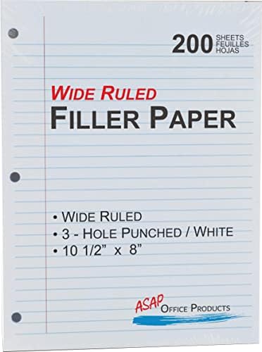 Amazon.com : WIDE RULED, 200 Sheets, Filler Paper, Loose Leaf Paper ...