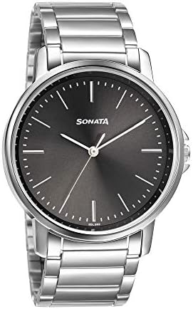 Sonata Smart Plaid Quartz Analog Black Dial Stainless Steel Strap Watch ...