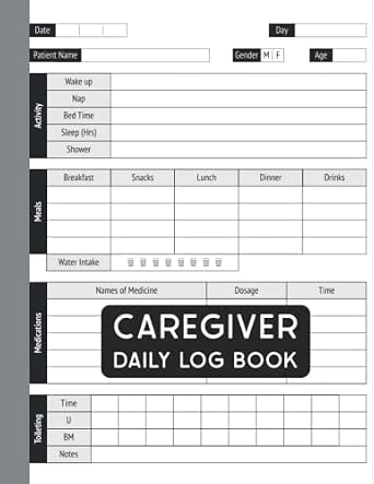 Caregiver Daily Log Book: Caregiver Journal Organizer Log Book ...