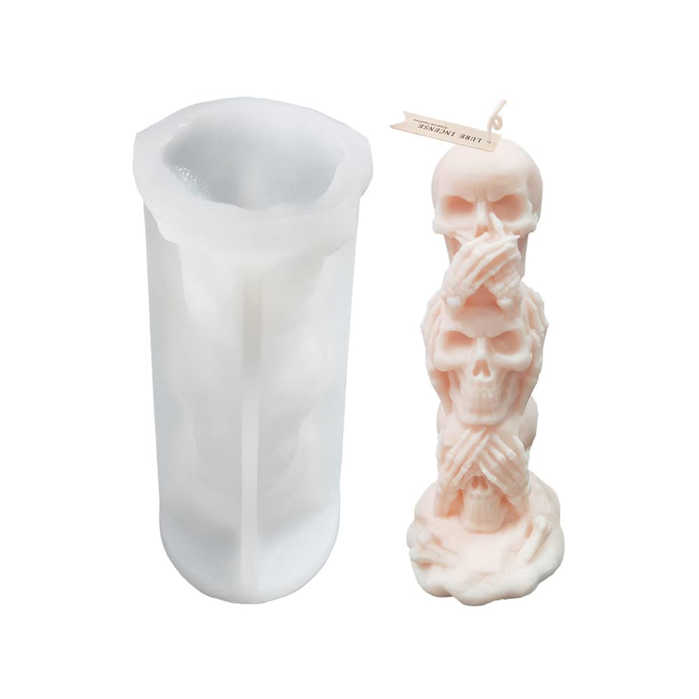 Conshvi Skull Candle Molds Cylinder, Halloween Candle Molds Silicone ...