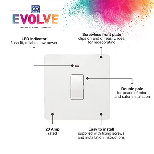 BG Electrical Evolve Double Pole with LED Indicator Switch, 20A ...