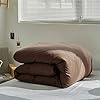 Amazon.com: KAREVER Brown Comforter Set Queen Coffee Color Bedding Set ...