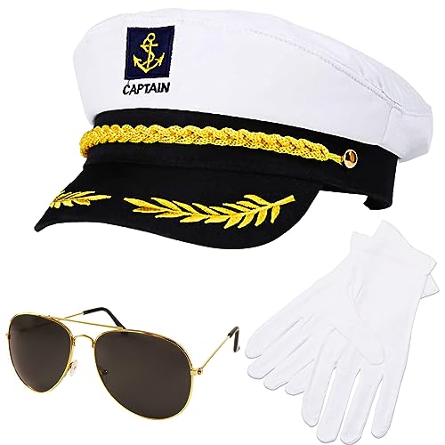 Makone Captains Sailors Hat 3pcs Party Hats For Adults With Aviator’S ...