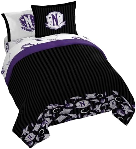 Amazon.com: Jay Franco Wednesday Addams Queen Comforter Set - 7 Piece ...