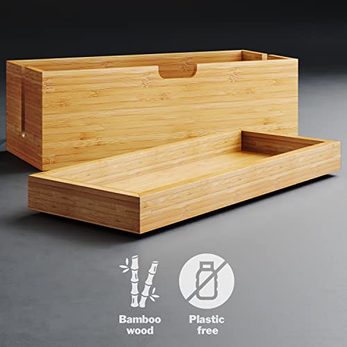 KD Essentials – Bamboo Cable & Storage Box, Cable Management Organizer ...