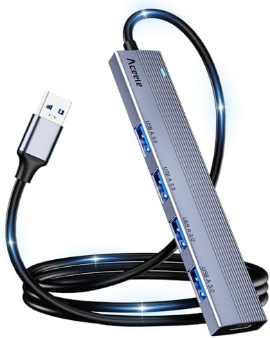 Aceele USB Hub 3.0 with 4ft Long USB Extension Cable, USB Splitter 4 ...