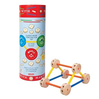 Amazon.com: Schylling MKT Super Makit Classic Wood Construction Toy, 3 ...