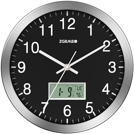 Amazon.com: SHARP Atomic Analog Wall Clock - 12" Silver Brushed Finish ...