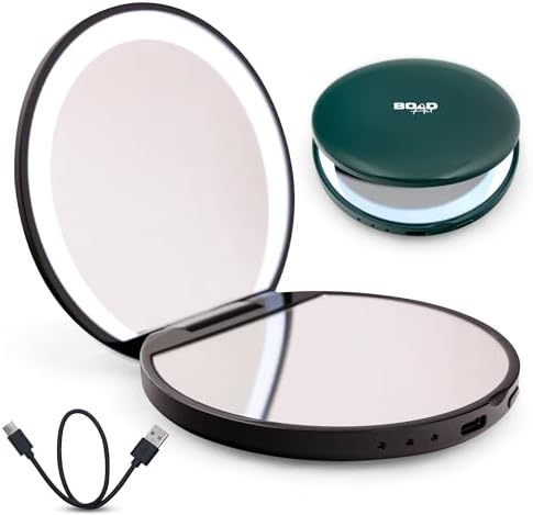 Amazon.com : Lighted Compact Mirror, Travel Mirror, Light Up Magnifying ...