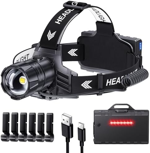 ET Head Torch Rechargeable, Super Bright 100000 LM LED Headlamp with 5 ...