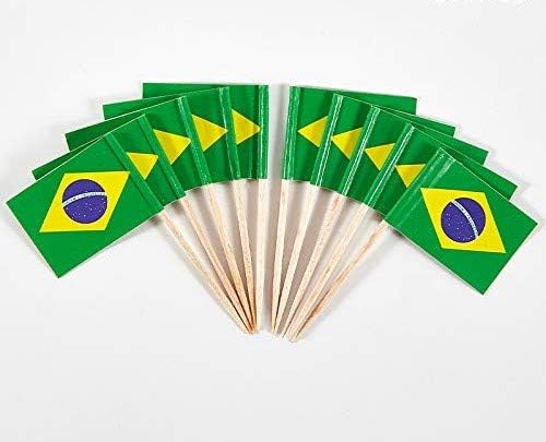 Amazon.com | JAVD CYPS 100 Pcs Brazil Flag Brazilian Toothpick Flags ...