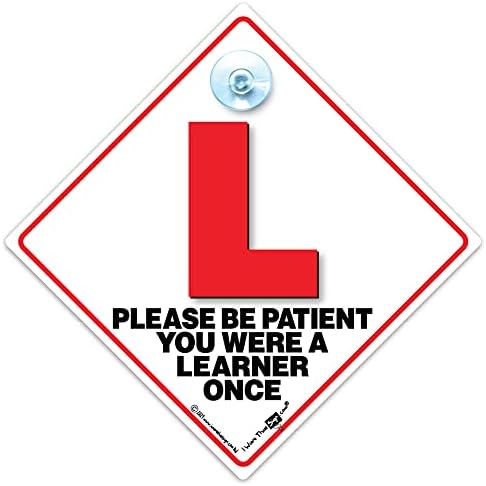 L Plate Suction Cup Car Sign Square, Learner Driver Car Sign, New ...