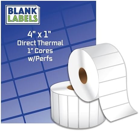 Amazon.com : 4" x 1" Direct Thermal Labels. 1,375 per Roll on 1" Cores ...