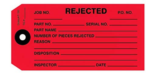 Amazon.com: 500 Pack PREWIRED Rejected Tag, 5 Size, Red 4-3/4" x 2-3/8 ...