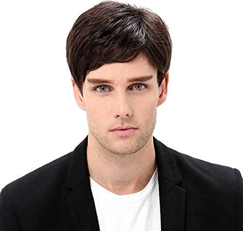 OSEN Men's Natural Hair Full Head Natural Black Hair Wig with 2 Piece ...