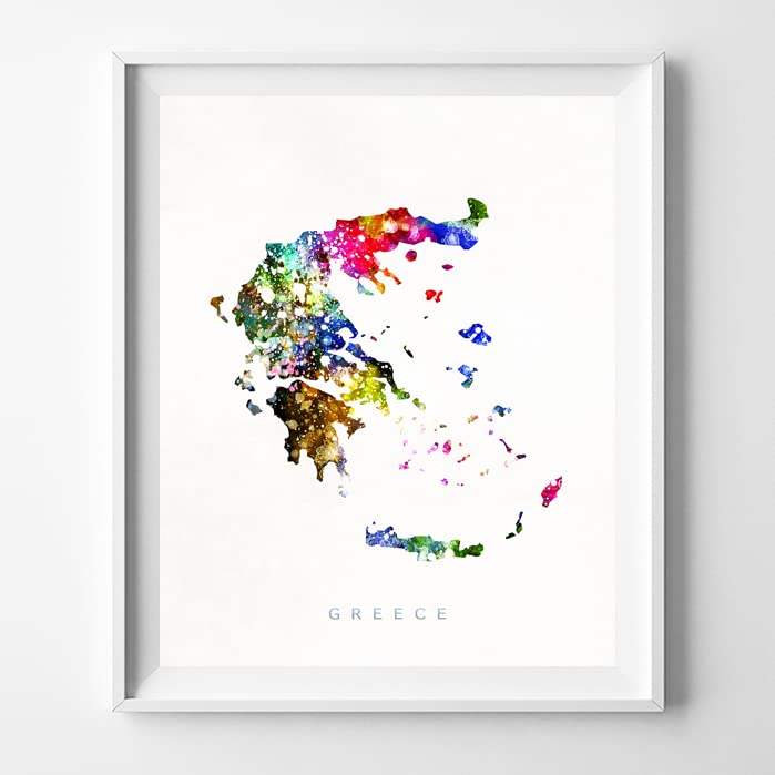 Amazon.com: Greece Watercolor Map Wall Art Poster Home Decor Print ...