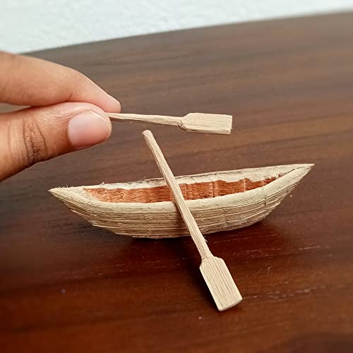 Amazon.com: Miniature rowing boat with ores Tiny wooden boat dollhouse ...