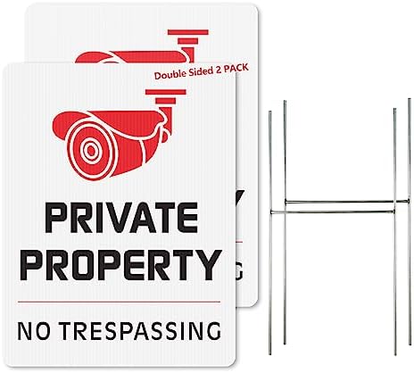 Amazon.com : Private Property No Trespassing Sign with Stakes Double ...