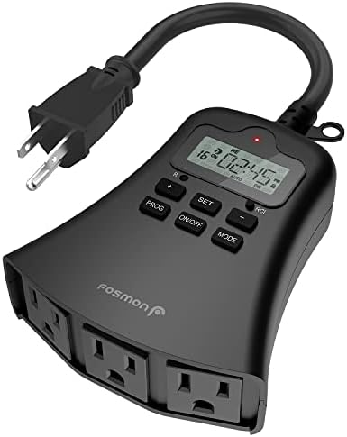 Amazon.com: Fosmon 7 Day Digital Outdoor Timer with 3 Grounded Outlets ...