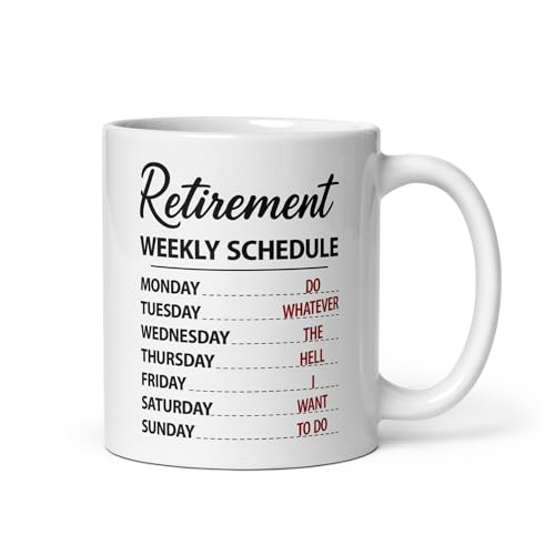 Amazon.com: Funny Retirement Schedule Mug – Retirement Gift for Men ...