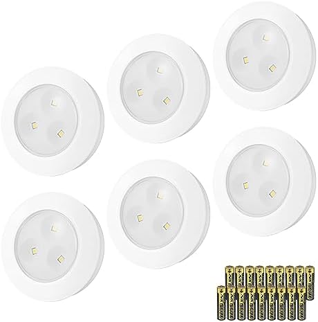 LUXSWAY LED Puck Lights Tap Lights, Battery Operated Mini Push Lights ...