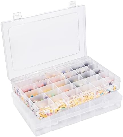 WHENZOO 2PCS 24 Grids Storage Boxes Plastic Gride Craft Storage Boxes ...