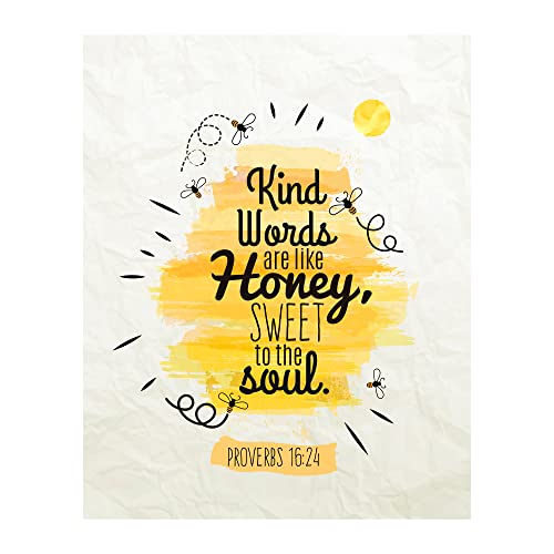 Amazon.com: Kind Words Are Like Honey - Christian Wall Decor, Bible ...