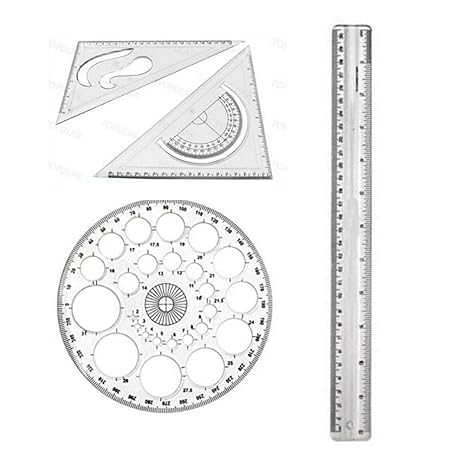 White Scholar Set Squares Protractor with 12 Inch Scale free - Sides ...