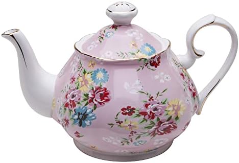 Amazon.com | Gracie China Shabby Rose Porcelain Teapot 40-Ounce Pink ...