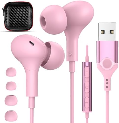 Amazon.com: USB Headphones with Microphone for Laptop,7.5ft Magnetic ...