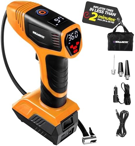 Bullseye Pro Portable Air Compressor 150 PSI w/Gauge Display Screen ...