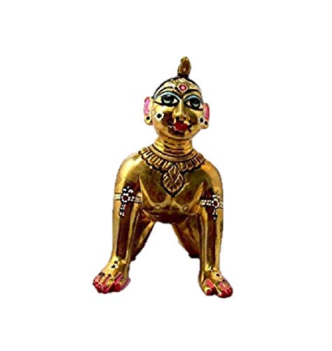 Buy Radhika Poojan Bhandar Ashtadhatu-Brass Laddu Radha Idol (Bal Radha ...