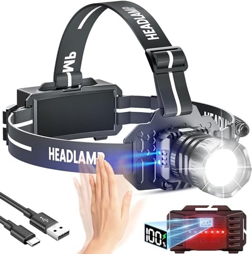 Blukar Head Torch Rechargeable, 2000L Super Bright LED Headlamp ...