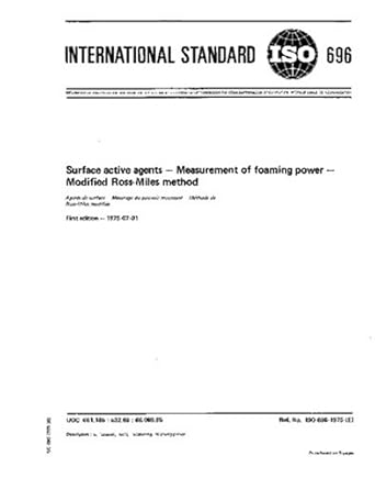 ISO 696:1975, Surface active agents - Measurement of foaming power ...