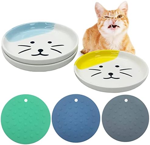 Amazon.com : VCEPJH Cat Food Plate Whisker Friendly, 3 Pack Ceramic Cat ...
