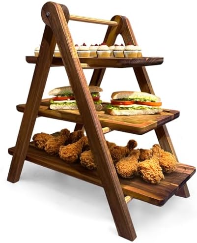 Amazon.com | Tiered Tray Stand Space-Saving Modern and Rustic 3 Tier ...