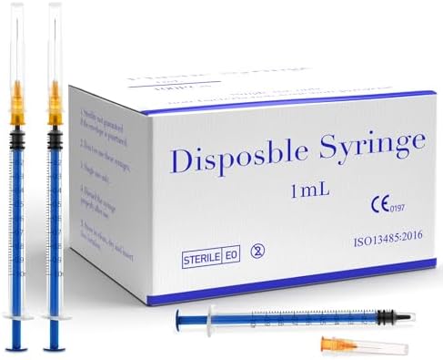 Amazon.com: 100Pack 1ml Disposable Luer Lock Lab Syringes with 25G ...