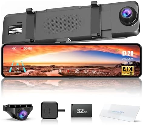 Amazon.com: pelsee P10 Plus 4K WiFi Mirror Dash Cam, 10" Rear View ...