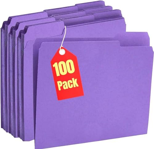 Amazon.com : Blue Summit Supplies 50 Full End Tab Purple File Folders ...
