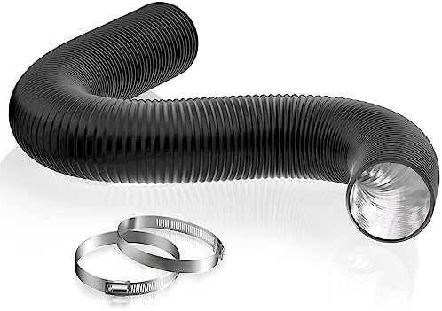 TerraBloom 8" Air Duct - 8 FT Long, Black Flexible Ducting with 2 ...