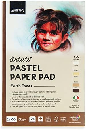 Brustro Artists’ Pastel Paper Pad of 24 Sheets (160 GSM), Colour ...