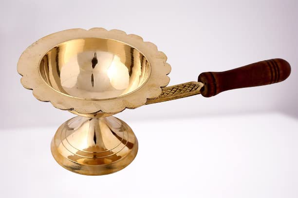 Buy MAHAMAYA Pure Brass Dhoop Dani with Wooden Handle | Dhup Dani ...