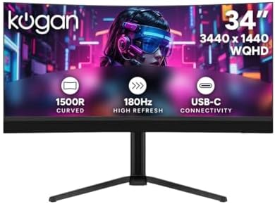 Kogan Infinity 34" Curved Ultrawide Mini-LED WQHD 180Hz USB-C Gaming ...