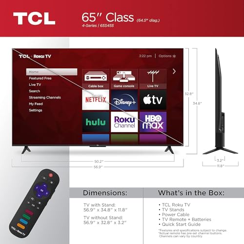 TCL 65" Class 4-Series 4K UHD HDR Smart Roku TV – 65S455 Best Deals and ...