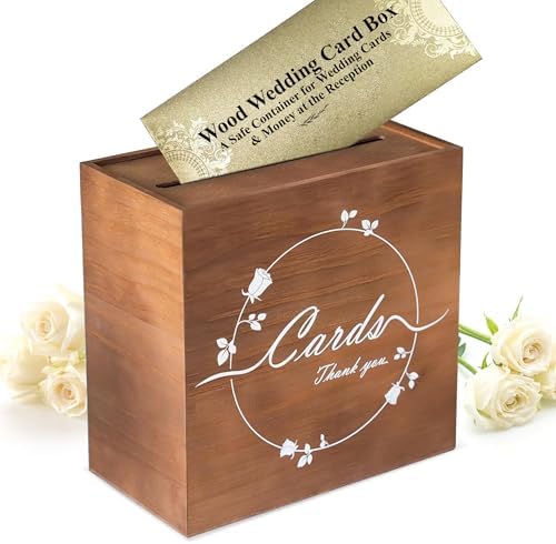 Amazon.com: Wedding Card Box with Lid - Pre-Assembled Wooden Card Box ...