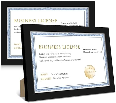 Amazon.com - Fisnish 5.5 x 8.5 Business License Frame, Made of High ...
