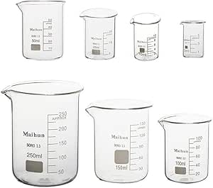 AIMALL 7PCS/Set Low Form Glass Beaker Glass Graduated Beaker Set 5ml ...