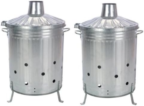 2 x NEW GALVANISED INCINERATOR FIRE BIN GARDEN WOOD RUBBISH LEAVES ...